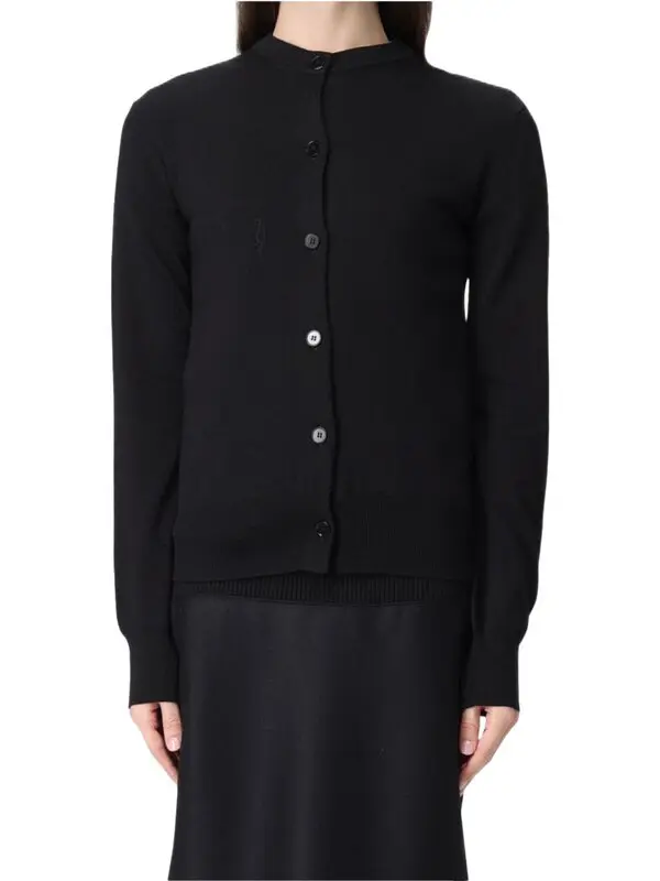 JIL SANDER Long-sleeved Knitted Cardigan - Black