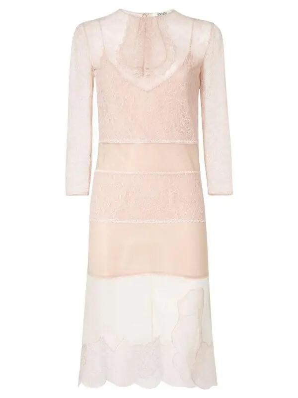 Fendi Lace Midi Dress With Trompe-l'oeil Effect - Nude