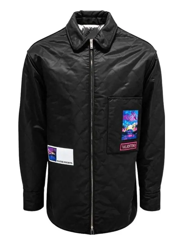 Valentino Garavani Graphic Printed Quilted Zip Jacket - Black