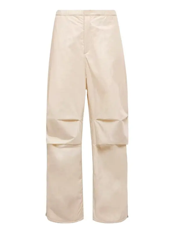 Moncler Jil Sander Straight Leg Trousers With Detachable Logo Pin - Ivory White