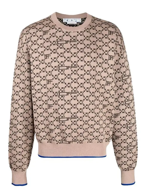 Off-White All-over Monogram Crew Neck Jumper - Nude