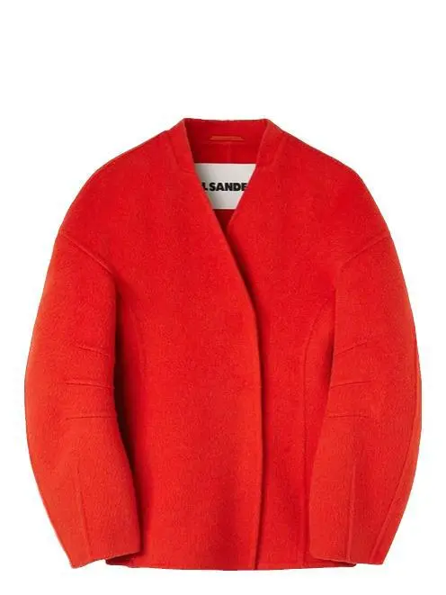 JIL SANDER Wool-blend V-neck Jacket - Red