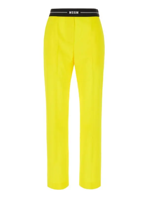 MSGM Logo Waistband Tapered Trousers - Yellow