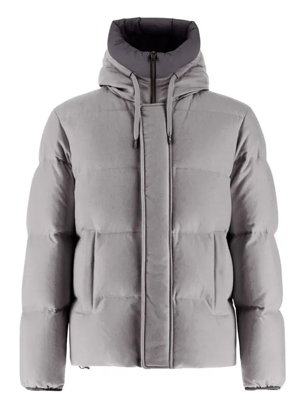 Herno Long-sleeved Hooded Down Jacket - Grey