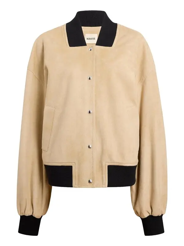 Khaite Spence Suede Bomber Jacket - Nude