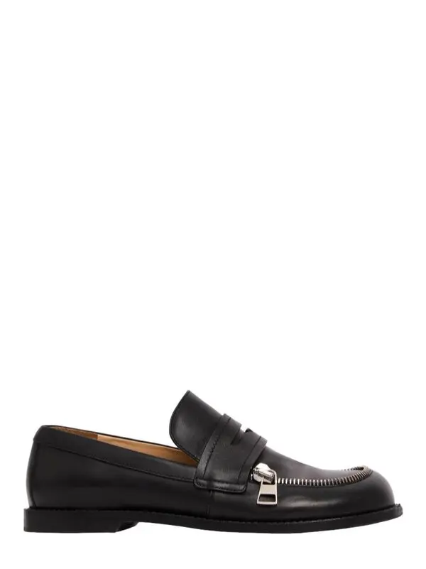 J.W.ANDERSON Leather Biker Moccasin With Zip Detail - Black