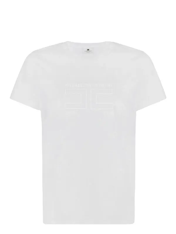Elisabetta Franchi Embroidered Logo Crewneck T-shirt - Chalk