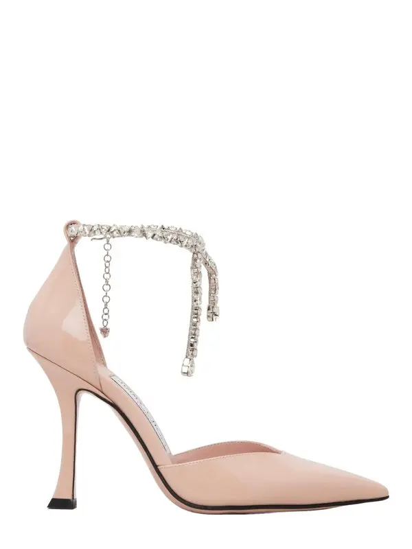 JIMMY CHOO Stevie 100 High Heel Pointed Toe Ankle Strap Pumps - Macaron