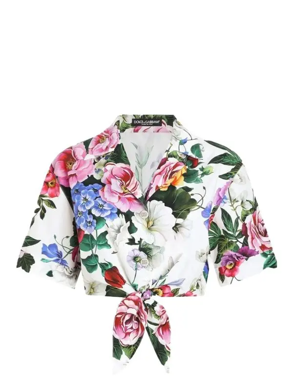 Dolce & Gabbana Floral Print Cropped Shirt - Multi-color