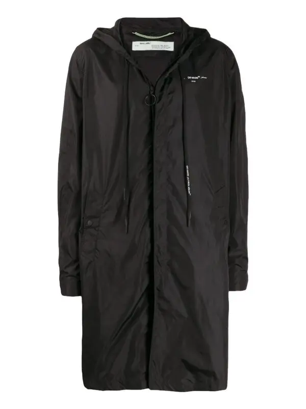 Off-White Logo Hooded Casual Jacket - Black