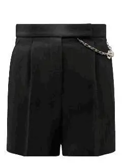 Elisabetta Franchi Pleated Shorts With Chain Detail - Black