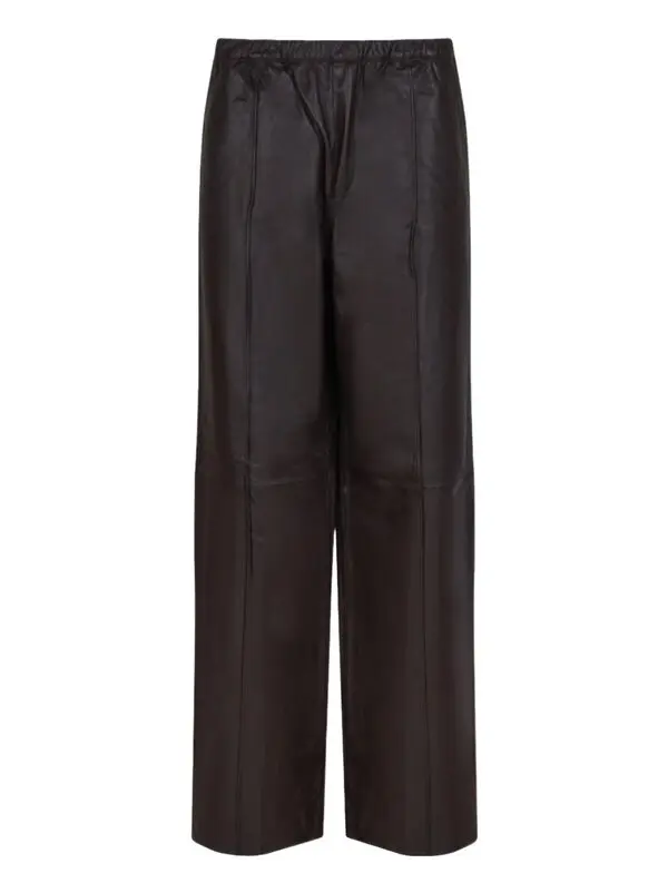 SELECTED Leather Palazzo Trousers - Black
