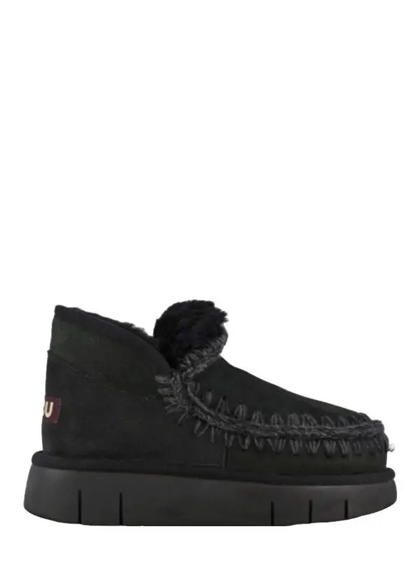 Mou Round Toe Boots With Logo Detailing - Black