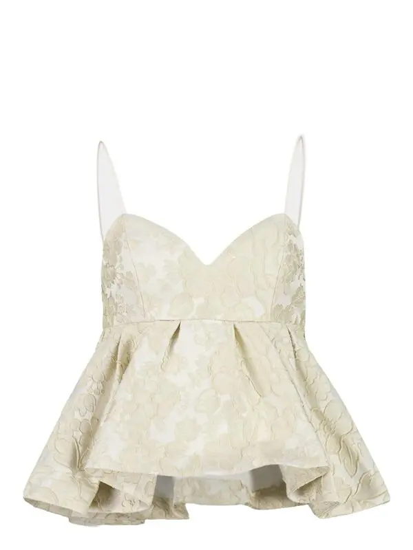 La DoubleJ Floral Lace Peplum Top - White