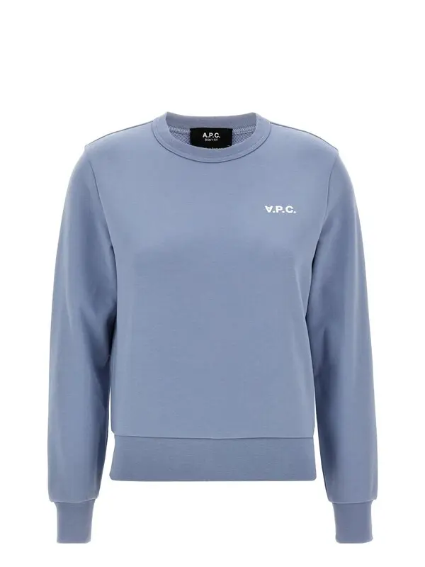 A.p.c. Logo Flocked Boxy Fit Sweatshirt - Light Blue