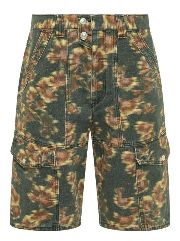 Isabel Marant Étoile Cargo Shorts With Abstract Floral Print - Green