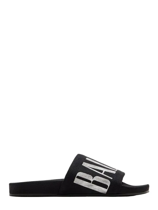 Balenciaga Logo Slide Sandals - Black/white
