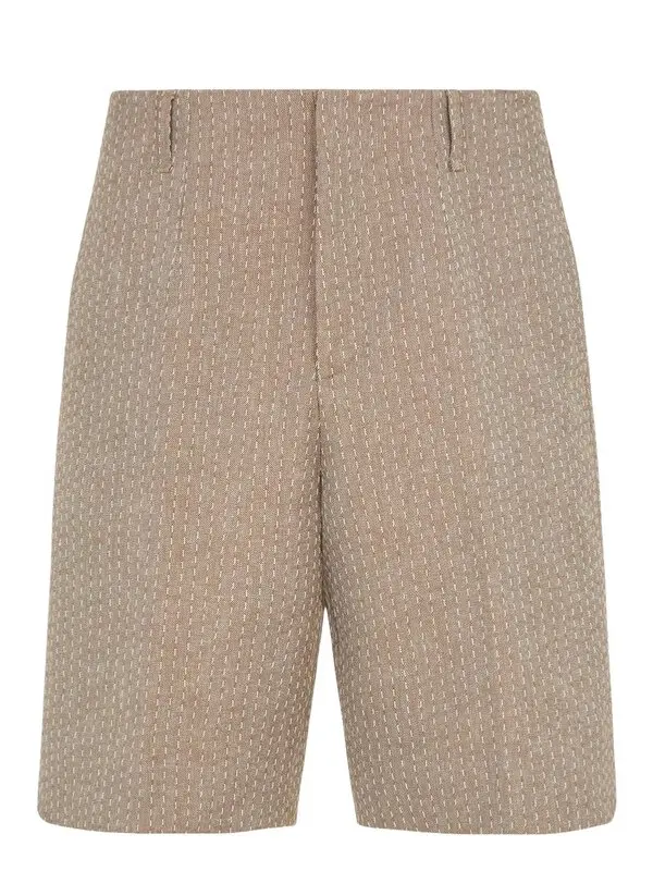 Fendi Topstitched Bermuda Shorts - Beige
