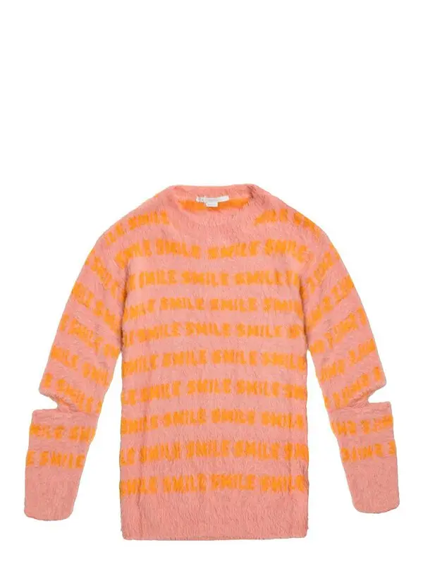 Stella McCartney Striped Cut-out Sleeved Oversized Sweater - Pink