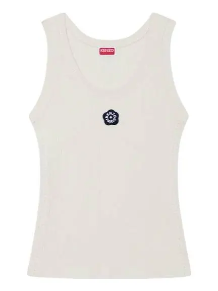 Kenzo Boke Flower 2.0 Embroidered Rib Tank Top - White