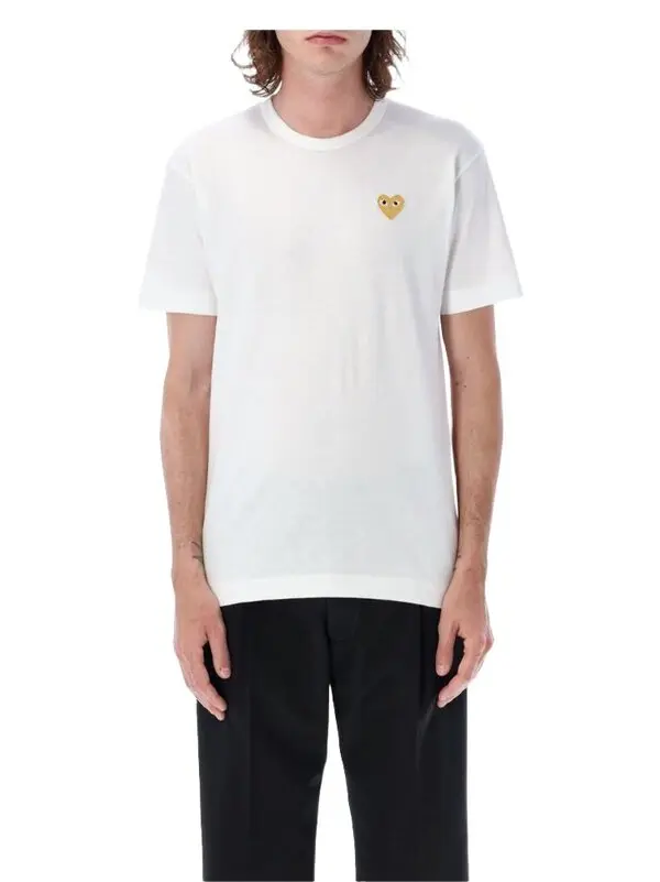 Play Comme Des Garcon T-shirt With Round Neck And Short Sleeves - White
