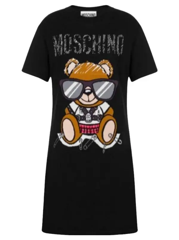 Moschino Round Neck Short Sleeve Dress - Black
