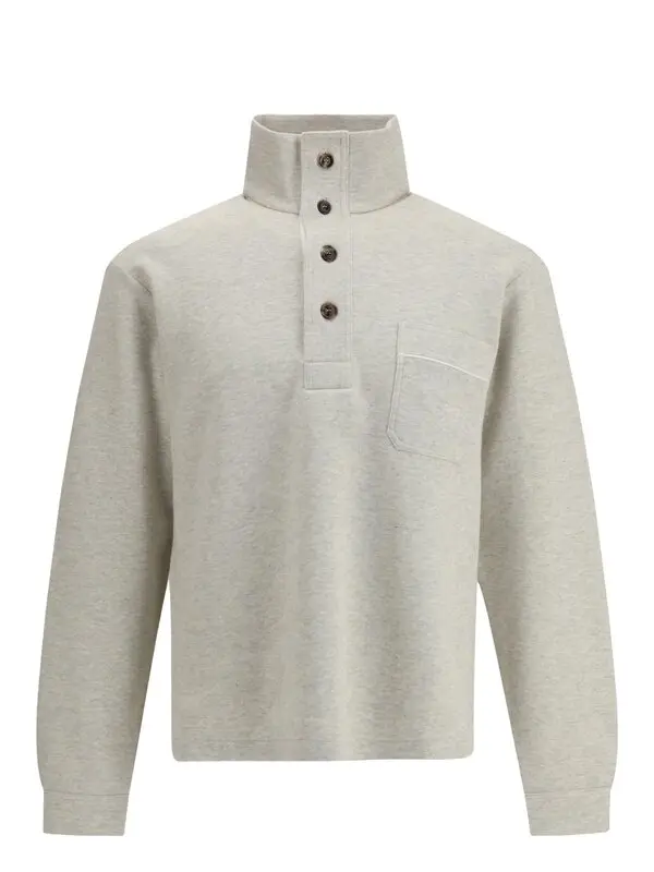 TOM FORD Half-button Pullover With Stand-up Collar And Chest Pocket - Beige