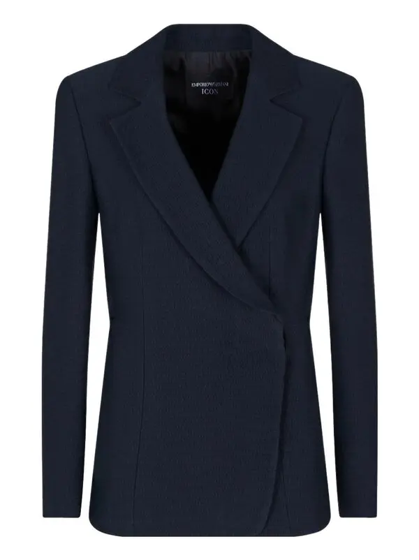 Emporio Armani Textured Wrap Blazer - Blue