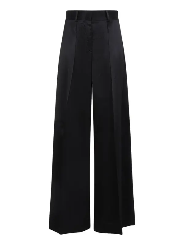 JIL SANDER Pleated Satin Trousers - Black