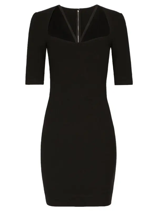 Dolce & Gabbana Square Neck Half Sleeve Dress - Black