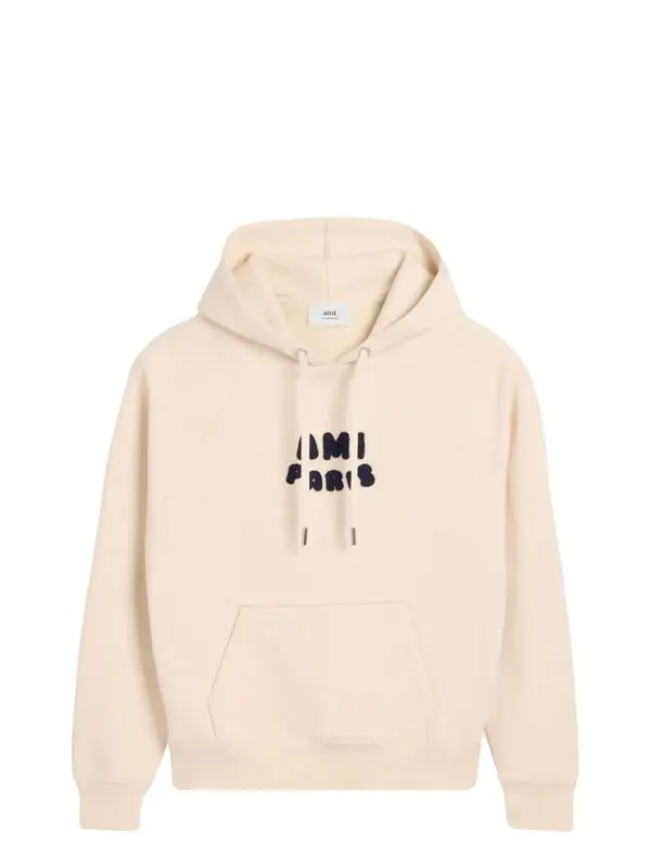 Ami Logo Patch Hoodie - White
