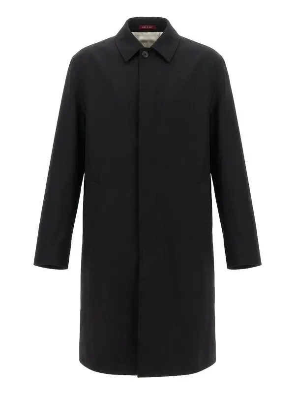 Gucci Logo Patch Long Sleeve Coat - Black