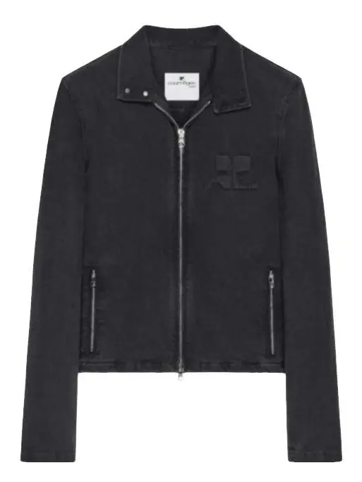 COURREGES City Shadow Logo Denim Jacket - Cowboy Black