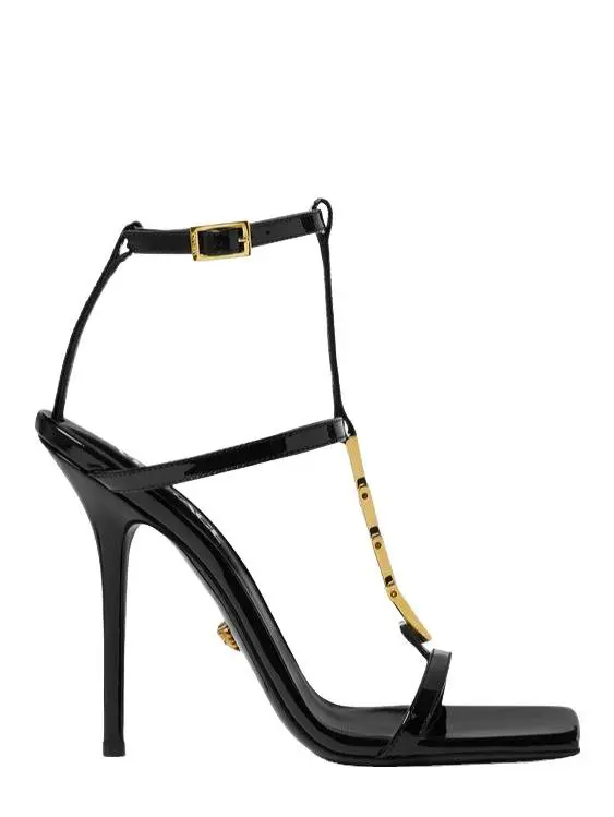 Versace Chain Embellished Square-toe Sandals - Black