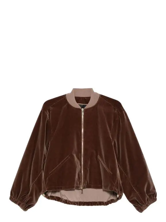 Fabiana Filippi Velvet Zip-up Bomber Jacket - Brown