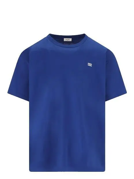 Celine Triomphe Loose T-shirt In Cotton Jersey - Blue