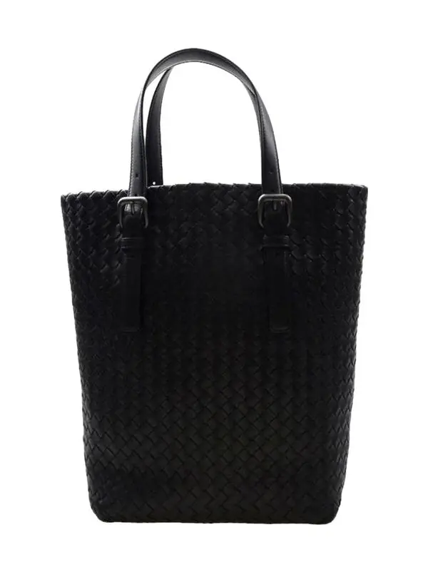 Bottega Veneta Woven Detail Handbag - Black