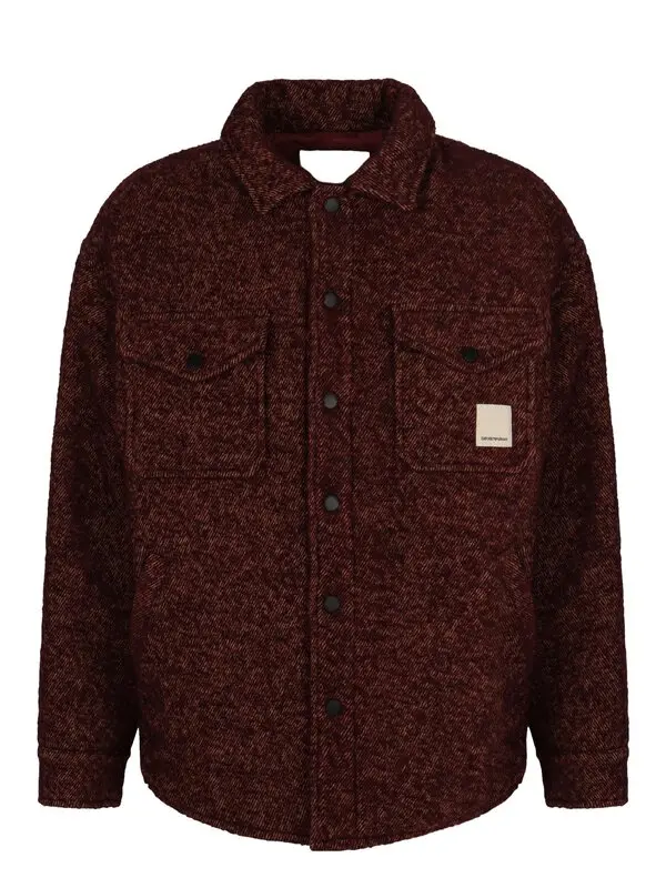 Emporio Armani Logo Patch Shirt Jacket - Brown