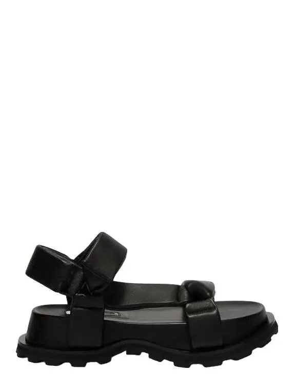 JIL SANDER Flatform Sandals With Velcro Ankle Strap - Black