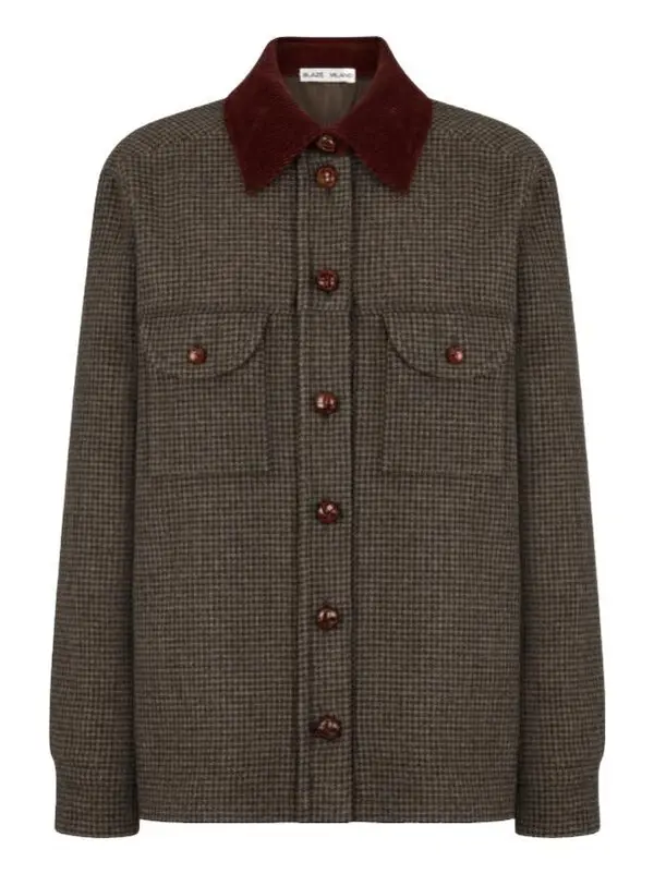 BLAZÉ MILANO Badis Berber Houndstooth Coat - Brown