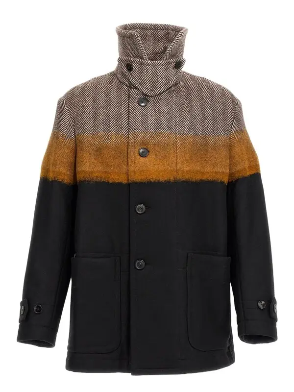 Dries Van Noten Long-sleeved High Collar Coat - Black