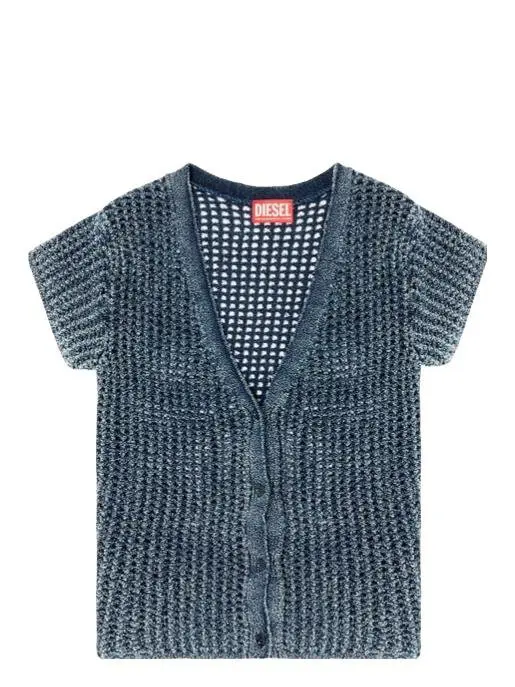DIESEL® M-rez Knitted Button-up Cardigan - Medium Blue