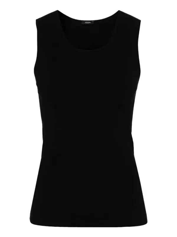 JOSEPH Round Collar Logo Vest - Black