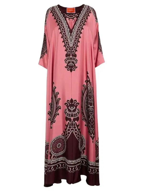 La DoubleJ Embroidered V-neck Maxi Dress - Multicolor