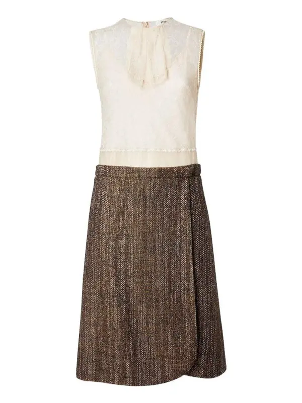 Fendi Trompe-l'oeil Effect Panelled Midi Dress - Brown