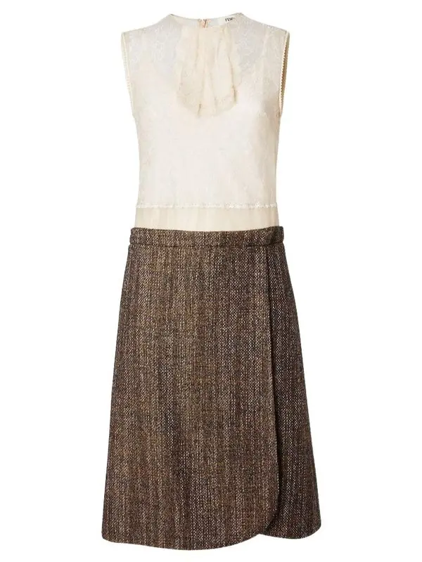 Fendi Trompe-l'oeil Effect Panelled Midi Dress - Brown
