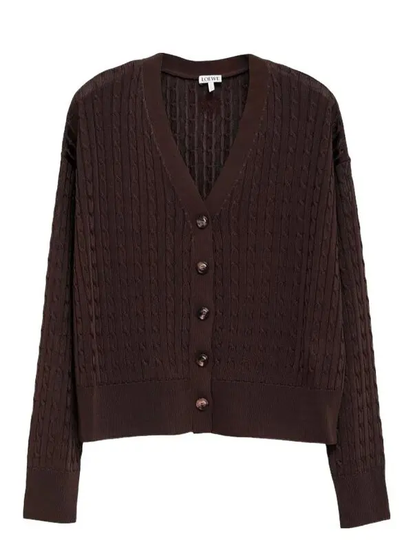 Loewe Cable Knit Buttoned Cardigan - Black