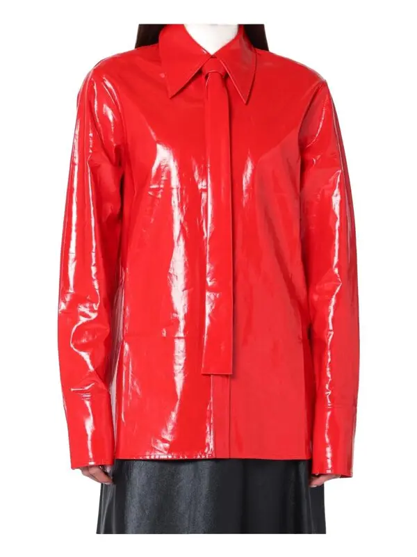 JIL SANDER Tie-detail Long-sleeved Shirt - Red