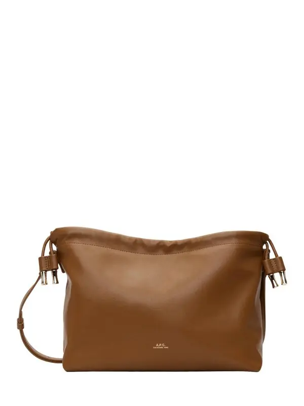 A.p.c. Logo Detailed Drawstring Shoulder Bag - Brown