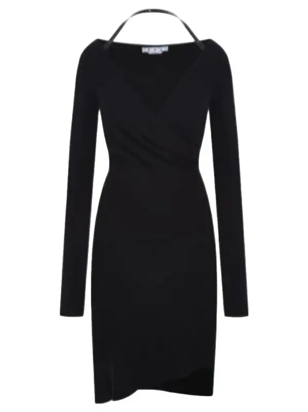 Off-White Halterneck Strap Asymmetrical Dress - Black